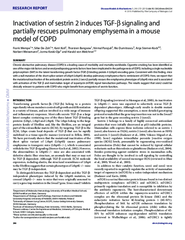 (PDF) Inactivation of sestrin 2 induces TGF- signaling and partially ...