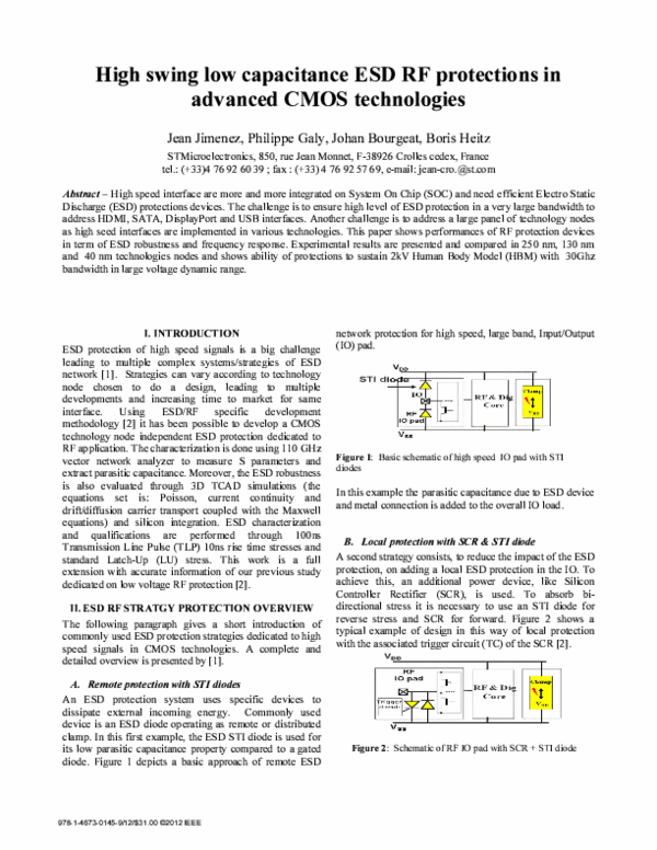 (PDF) High swing low capacitance ESD RF protections in advanced CMOS ...