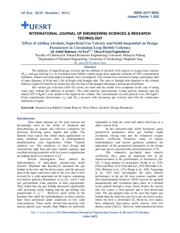 (PDF) Effect of Adding Alcohols, Superficial Gas Velocity and Solid-Suspended on Design ...