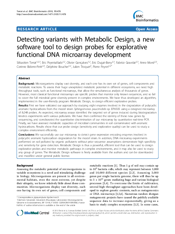 (PDF) Detecting variants with Metabolic Design, a new software tool to design probes for ...