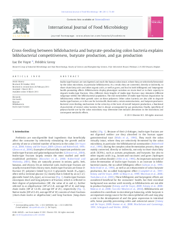 (PDF) Cross-feeding between bifidobacteria and butyrate-producing colon ...
