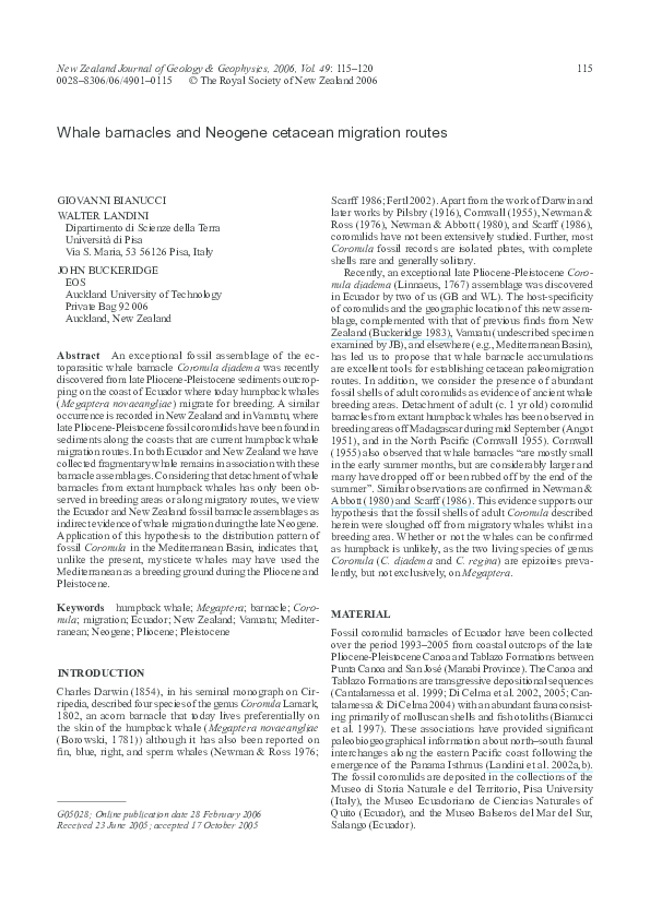 (PDF) Whale barnacles and Neogene cetacean migration routes