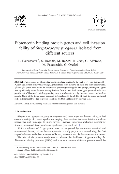 (PDF) Fibronectin binding protein genes and cell invasion ability of Streptococcus pyogenes ...