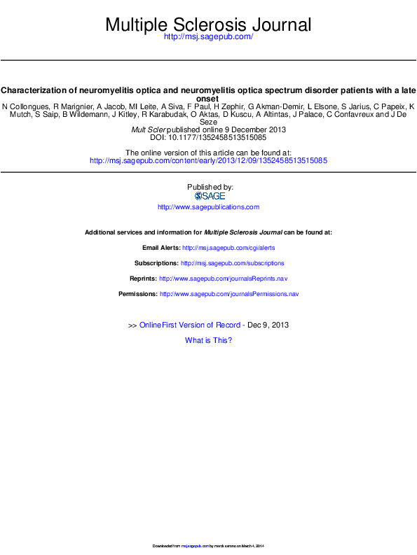 (PDF) Multiple Sclerosis Journal | Friedemann Paul - Academia.edu