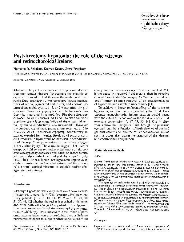 (PDF) Postvitrectomy hypotonia : the role of the vitreous and ...