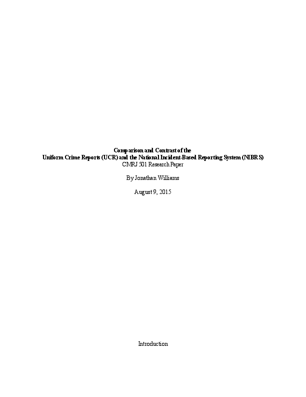 (DOC) Comparison and Contrast of the Uniform Crime Reports (UCR) and the National Incident-Based ...
