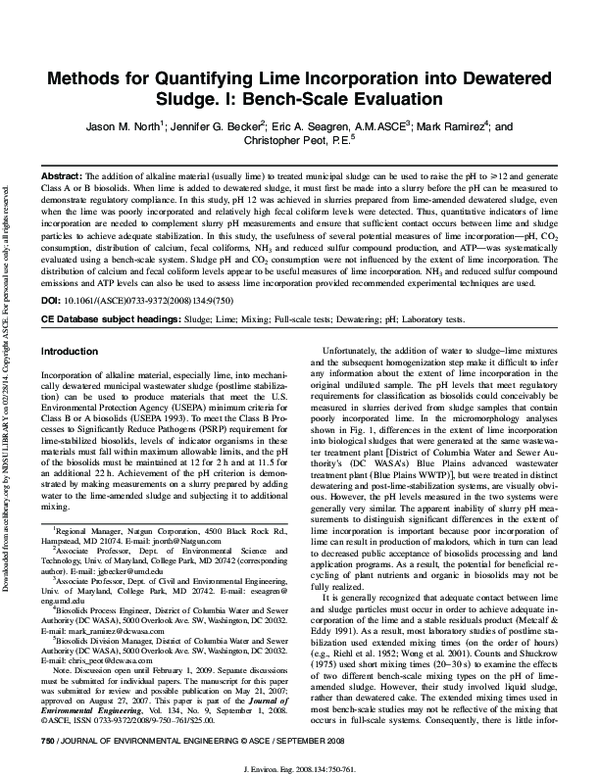 (PDF) Methods for Quantifying Lime Incorporation into Dewatered Sludge ...