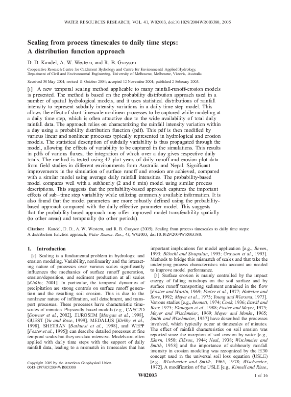 (PDF) Scaling from process timescales to daily time steps: A ...