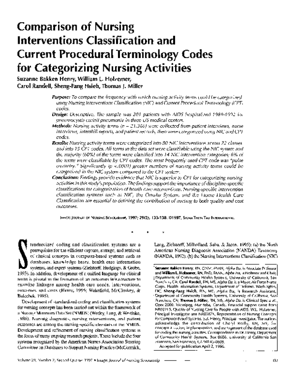 (PDF) Comparison of Nursing Interventions Classification and Current ...
