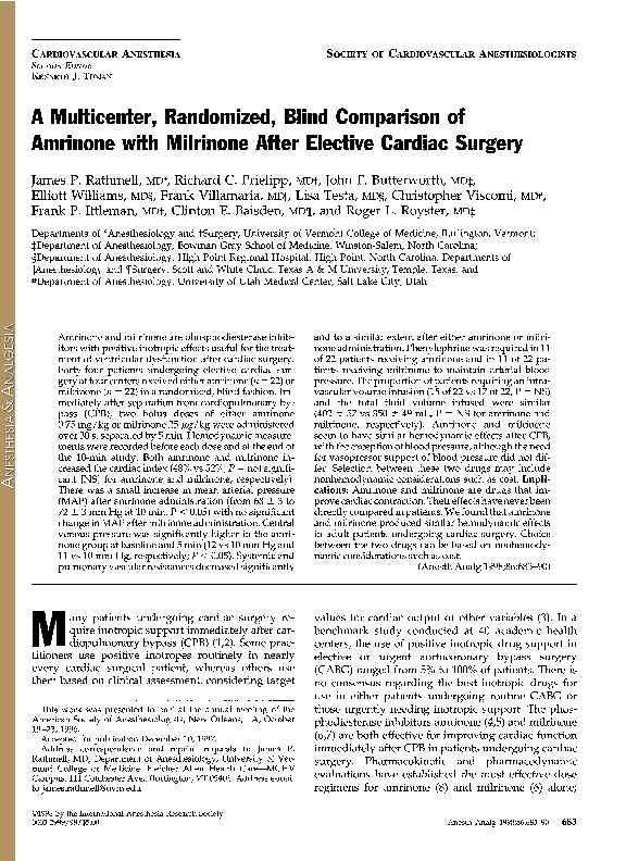 (PDF) A Multicenter, Randomized, Blind Comparison of Amrinone with ...