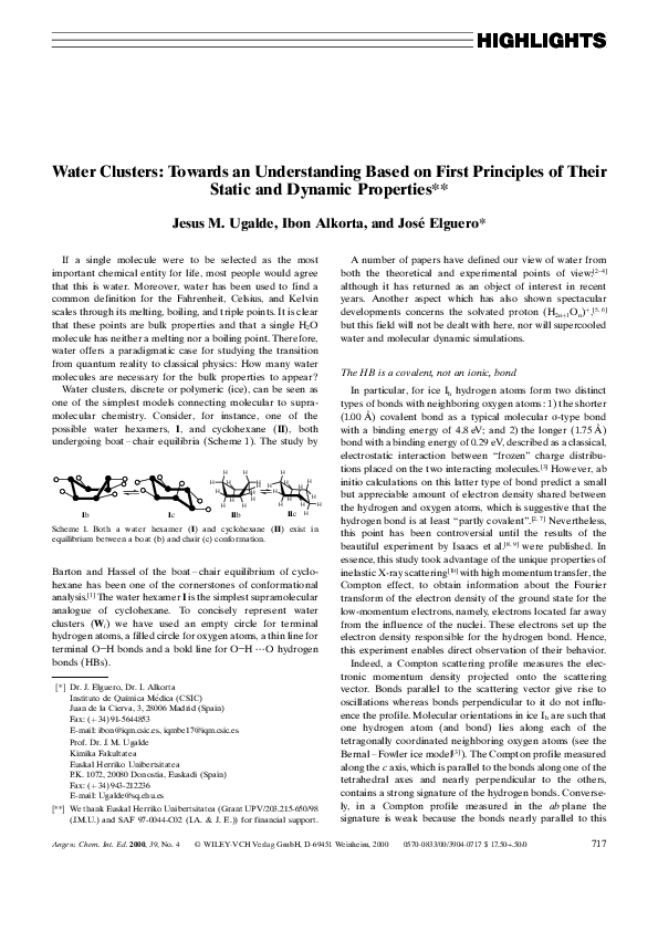 (PDF) Water Clusters: Towards an Understanding Based on First ...