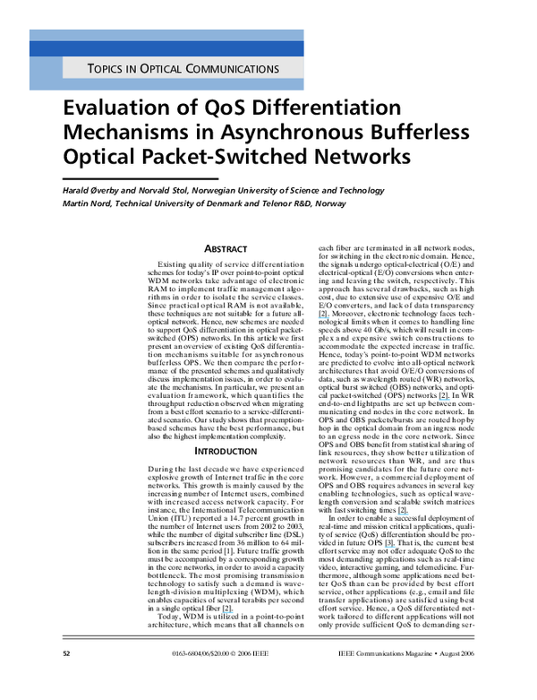 (PDF) Evaluation of QoS differentiation mechanisms in asynchronous bufferless optical packet ...