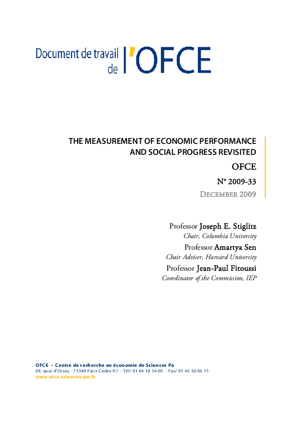 (PDF) The measurement of economic performance and social progress revisited