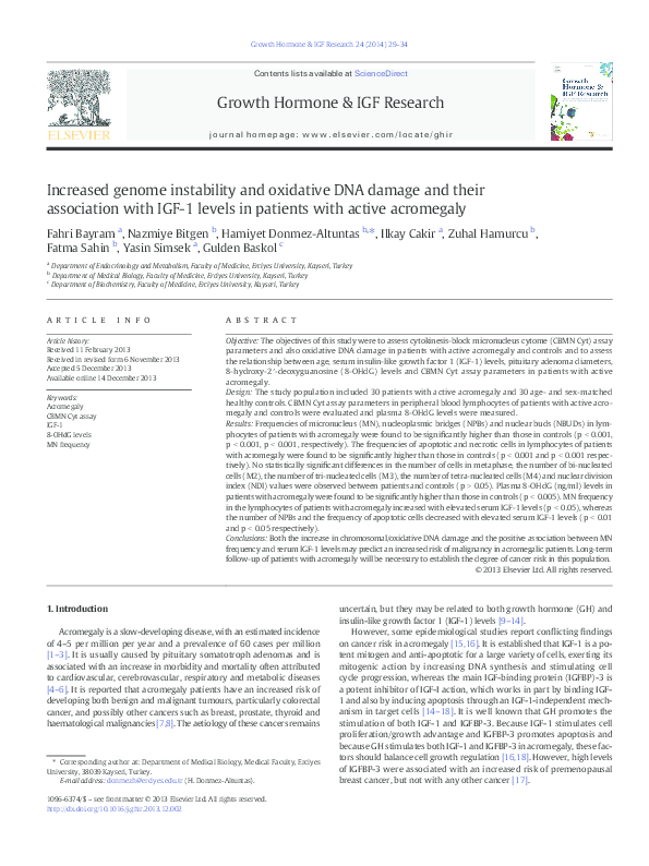 (PDF) Increased genome instability and oxidative DNA damage and their ...