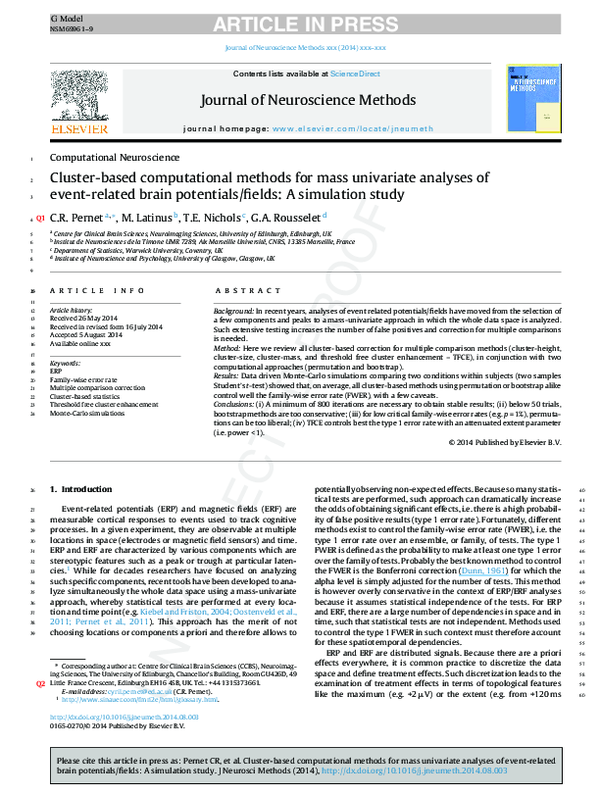 (PDF) Cluster-based computational methods for mass univariate analyses of event-related brain ...