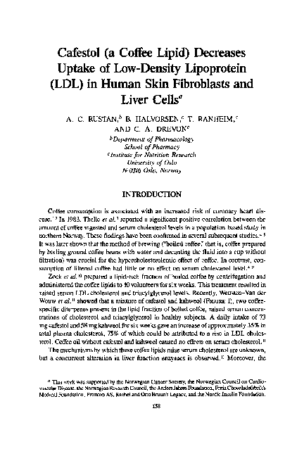 (PDF) Cafestol (a Coffee Lipid) Decreases Uptake of Low-Density ...