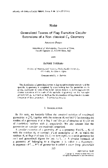 (PDF) Generalized towers of flag-transitive circular extensions of a non-classical C3-geometry ...