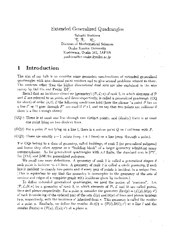 (PDF) Generalized quadrangles, Laguerre planes and shift planes of odd order | Markus Stroppel ...