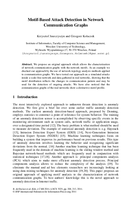 (PDF) Motif-Based Attack Detection in Network Communication Graphs
