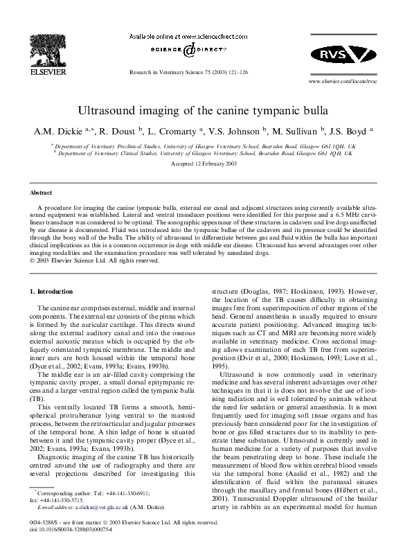 (PDF) Ultrasound imaging of the canine tympanic bulla