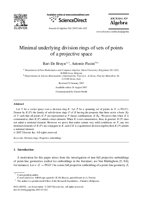 (PDF) Minimal underlying division rings of sets of points of a ...