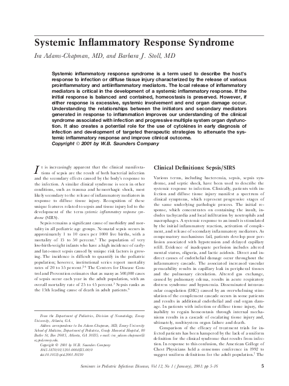 (PDF) The systemic inflammatory response syndrome