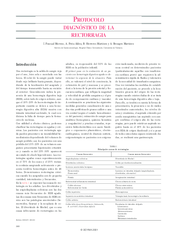 (PDF) Protocolo diagnóstico de la rectorragia
