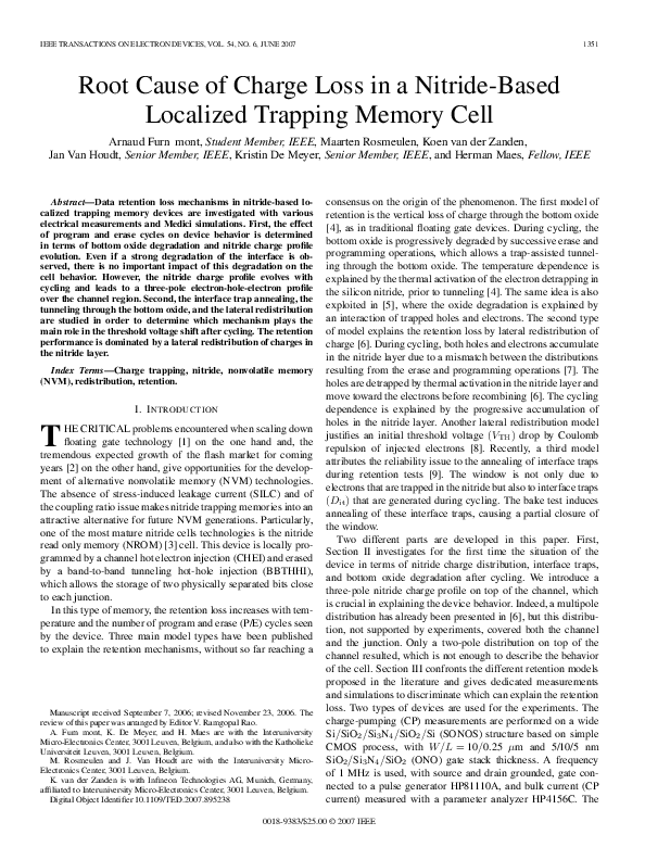 (PDF) Root Cause of Charge Loss in a Nitride-Based Localized Trapping Memory Cell