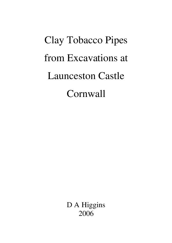 (PDF) Higgins 2006 - Clay Tobacco Pipes from Excavations at Launceston ...