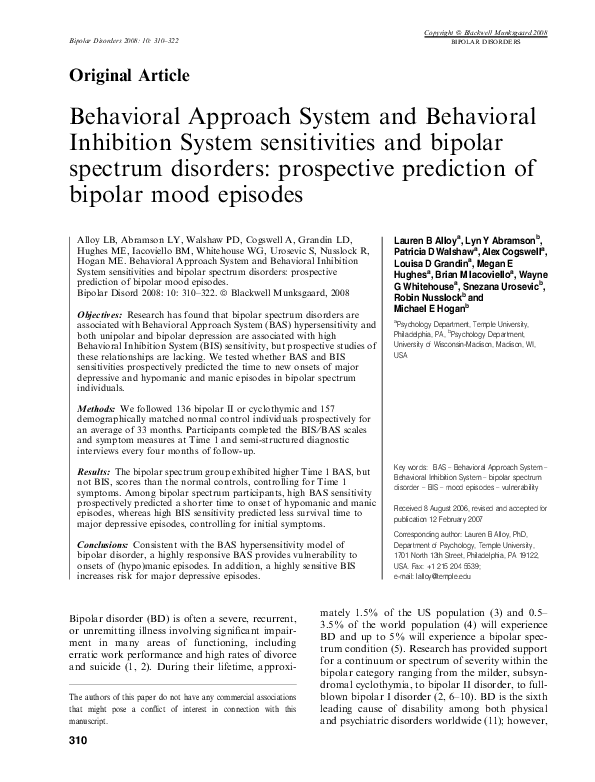 (PDF) Behavioral Approach System and Behavioral Inhibition System ...