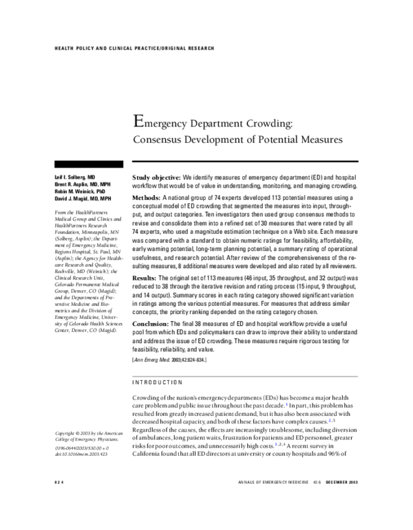 (PDF) Emergency Department Crowding