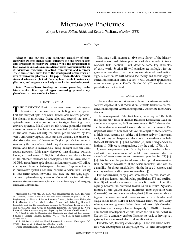 (PDF) Microwave Photonics