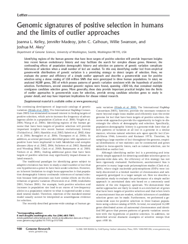 (PDF) Genomic signatures of positive selection in humans and the limits ...