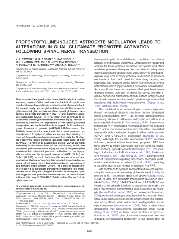 Propentofylline-induced astrocyte modulation leads to alterations in ...