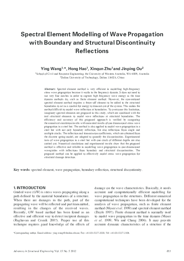 Pdf Spectral Element Modelling Of Wave Propagation With Boundary And Structural Discontinuity