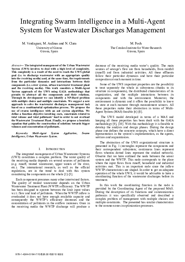 (PDF) Integrating swarm intelligence in a multi-agent system for ...