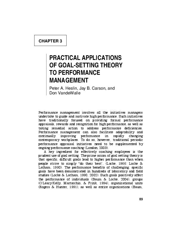 (PDF) PRACTICAL APPLICATIONS OF GOAL-SETTING THEORY TO PERFORMANCE ...