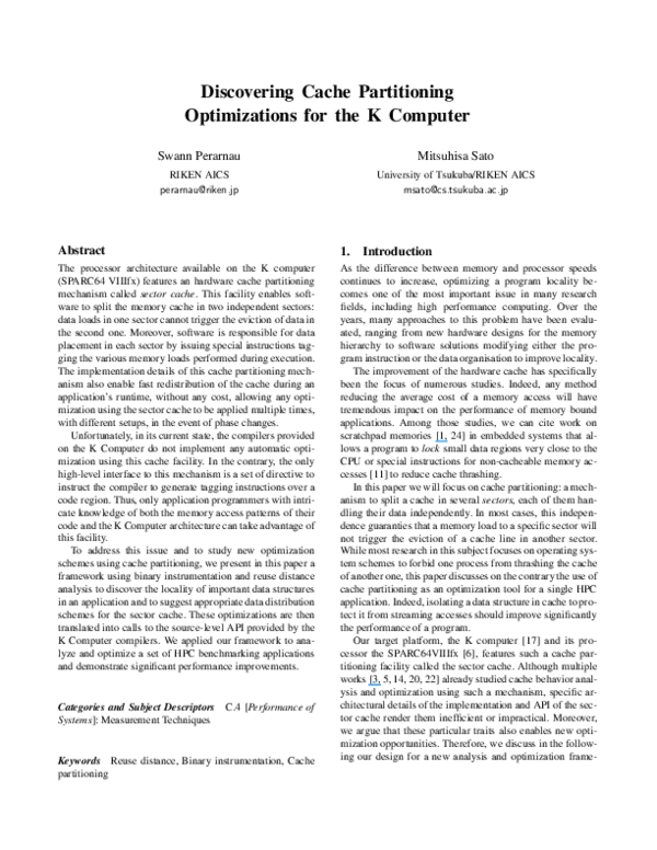(PDF) Discovering Cache Partitioning Optimizations for the K Computer