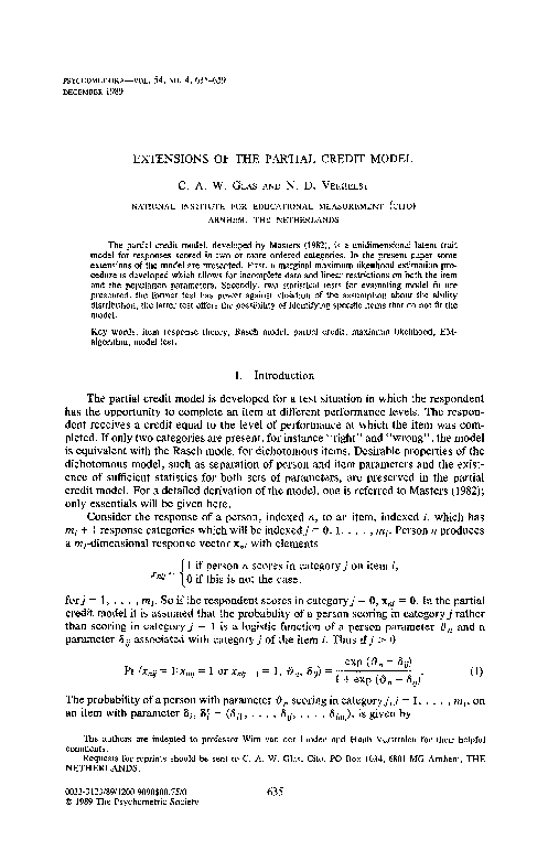 (PDF) Extensions of the partial credit model