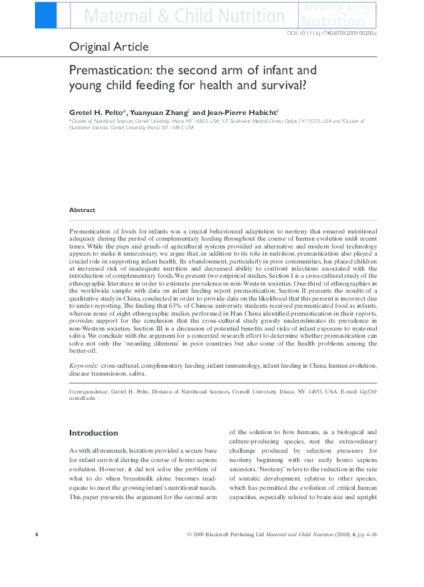 (PDF) Premastication: the second arm of infant and young child feeding ...