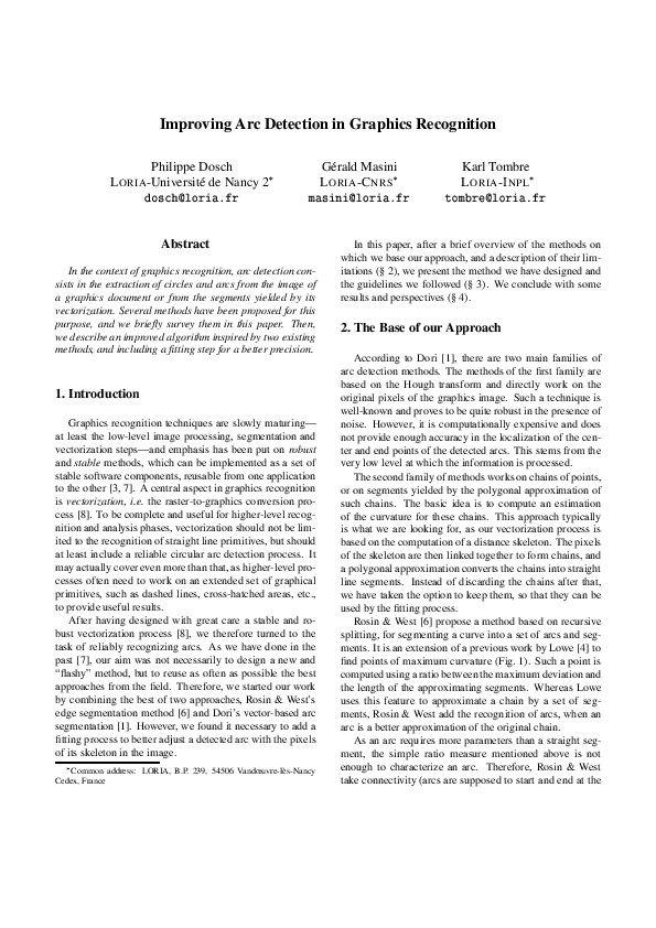 (PDF) Improving arc detection in graphics recognition