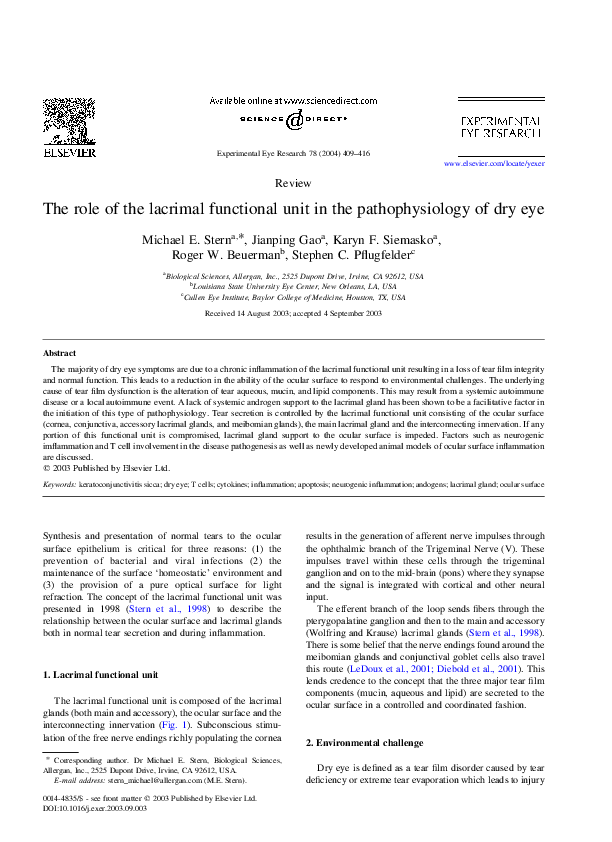 (PDF) The role of the lacrimal functional unit in the pathophysiology ...