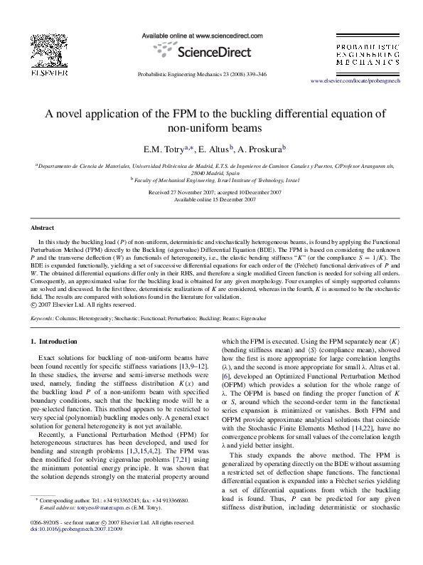 (PDF) A novel application of the FPM to the buckling differential ...