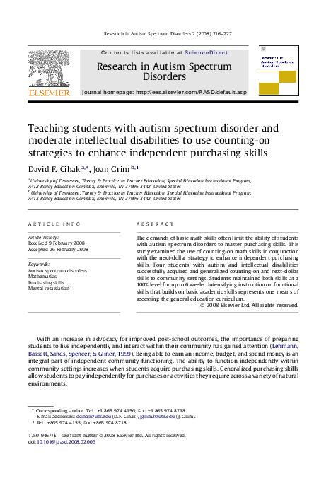(PDF) Teaching Students With Autism Spectrum Disorders: Introduction to ...