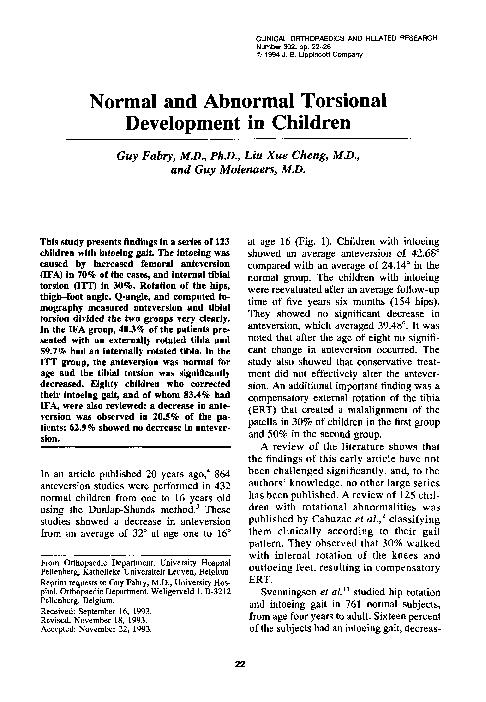 (PDF) Normal and Abnormal Torsional Development in Children