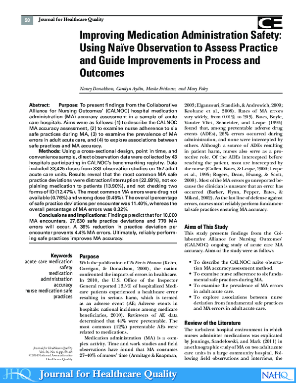 (PDF) Improving medication administration safety: using naïve ...