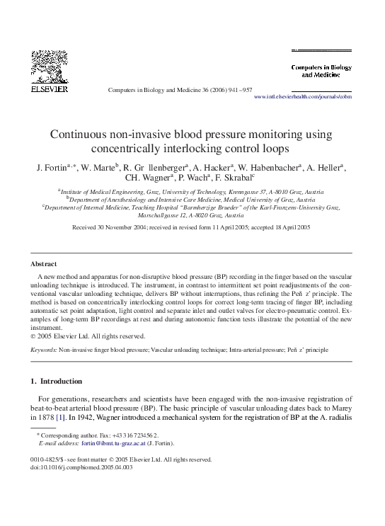(PDF) Continuous non-invasive blood pressure monitoring: reliability of ...