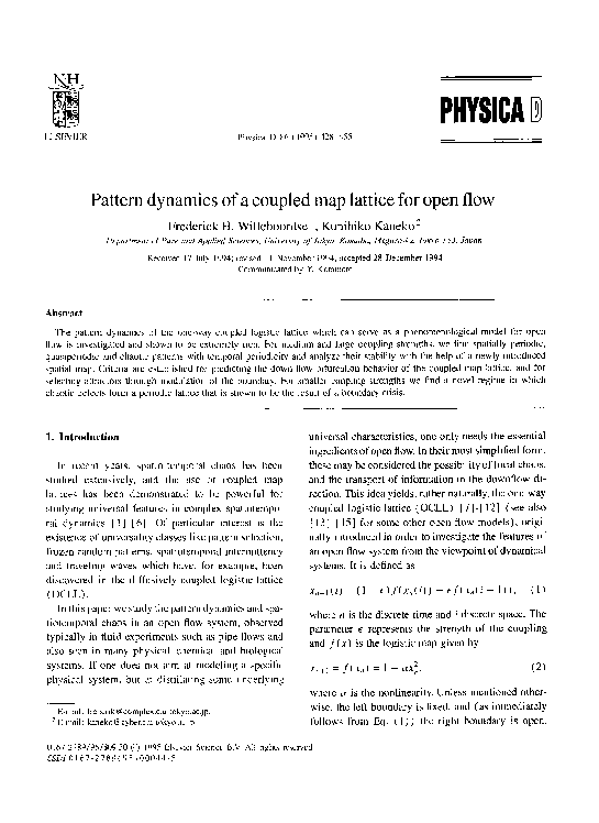 (PDF) Pattern dynamics of a coupled map lattice for open flow