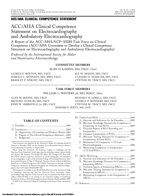 (PDF) ACC/AHA clinical competence statement on electrocardiography and ...
