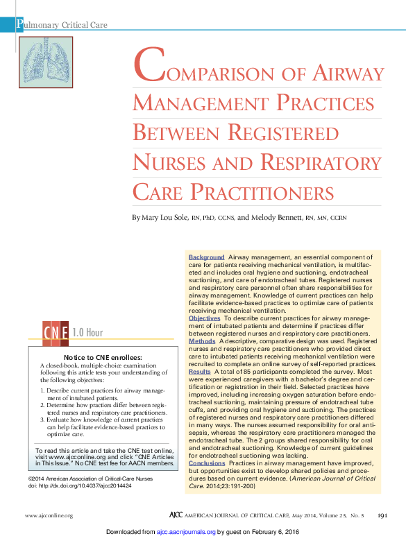 (PDF) Comparison of airway management practices between registered ...